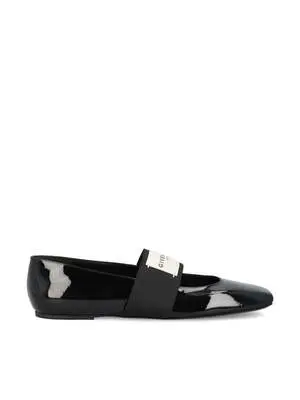 Givenchy Givenchy Label Leather Ballet Flats - Black