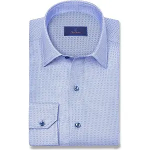 David Donahue Micro Print Sport Shirt - Blue/purple