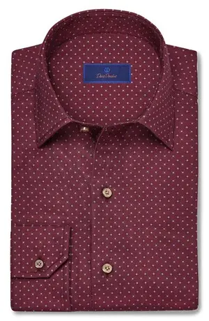 David Donahue Micro Print Sport Shirt - Merlot