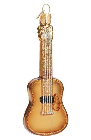 OLD WORLD CHRISTMAS Guitar Ornament - Brown/gold