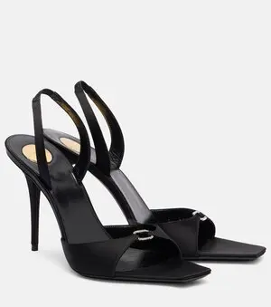 Saint Laurent Daisy 95 Embellished Crêpe Satin Sandals - Black