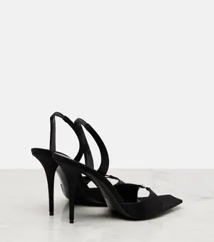 Saint Laurent Daisy 95 Embellished Crêpe Satin Sandals - Black