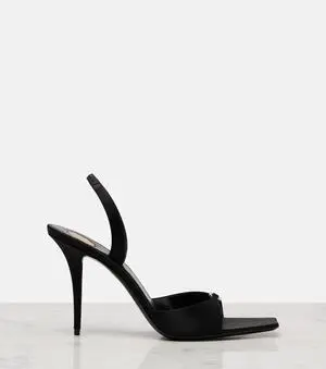 Saint Laurent Daisy 95 Embellished Crêpe Satin Sandals - Black