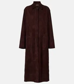Stouls Suede Leather Coat - Brown