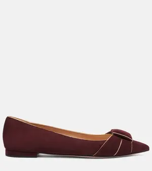 GIANVITO ROSSI Suede Ballet Flats - Burgundy