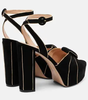 GIANVITO ROSSI 125 Bow-detail Suede Platform Sandals - Black
