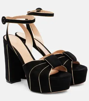 GIANVITO ROSSI 125 Bow-detail Suede Platform Sandals - Black