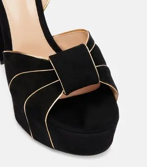 GIANVITO ROSSI 125 Bow-detail Suede Platform Sandals - Black