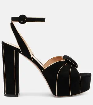 GIANVITO ROSSI 125 Bow-detail Suede Platform Sandals - Black