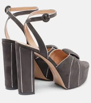 GIANVITO ROSSI 125 Suede Platform Sandals - Grey
