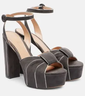GIANVITO ROSSI Suede Platform Sandals - Grey