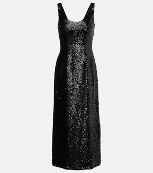 EMILIA WICKSTEAD Tippini Sequined Midi Dress - Black