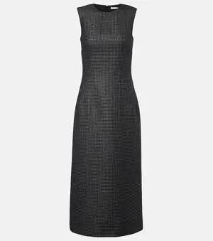 EMILIA WICKSTEAD Hartley Houndstooth Wool-blend Midi Dress - Grey