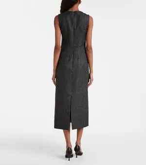 EMILIA WICKSTEAD Hartley Houndstooth Wool-blend Midi Dress