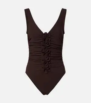 KARLA COLLETTO Tess Floral-appliqué Swimsuit - Brown
