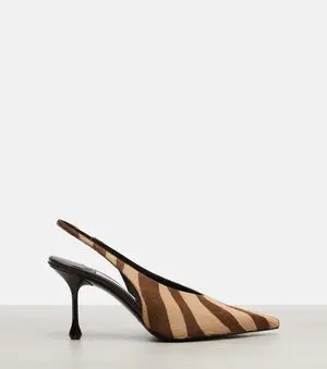 JIMMY CHOO Isa 80 Calf Hair Slingback Pumps - Brown