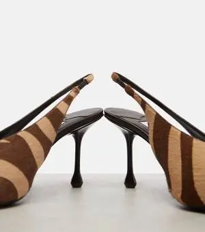 JIMMY CHOO Isa 80 Calf Hair Slingback Pumps - Brown