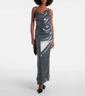 Coperni Sequined Draped Gown - Metallic
