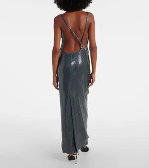 Coperni Sequined Draped Gown - Metallic