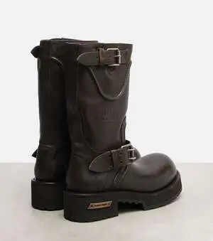 Balenciaga Venom Debossed Leather Boots - Brown