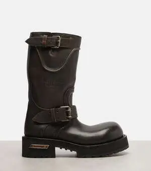 Balenciaga Venom Debossed Leather Boots - Brown