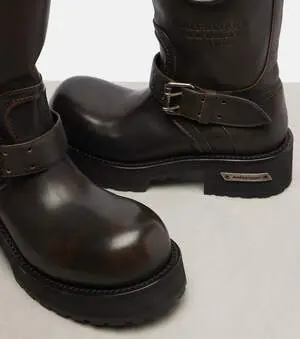 Balenciaga Venom Debossed Leather Boots - Brown