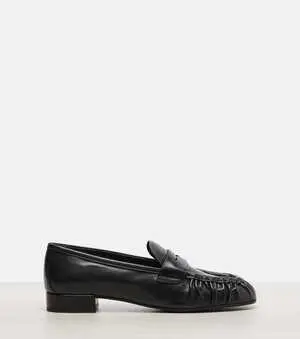 Prada Leather Penny Loafers - Black