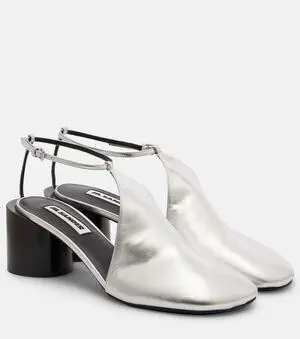 JIL SANDER Metallic Leather Pumps - Silver