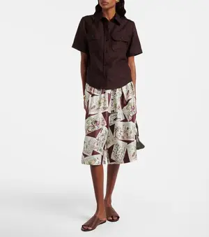 Loro Piana Emon Printed Silk Bermuda Shorts