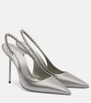 Paris Texas Lidia 105 Embellished Slingback Pumps - Silver