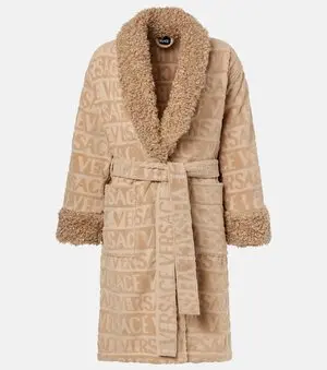 Versace Versace Allover Cotton Terry Bathrobe Beige