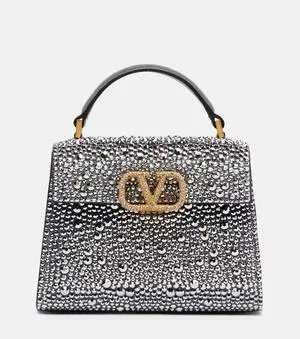 Valentino Garavani V Sling Small Embellished Suede Tote