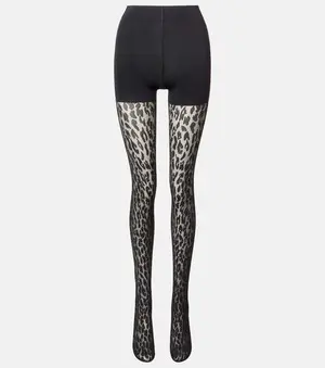 Wolford Leopard-print Tights - Black