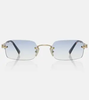 Miu Miu Logo Rectangle Sunglasses - Gold