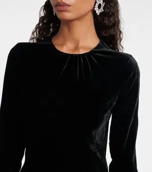 Alessandra Rich Asymmetric Velvet Gown With Silk Trim