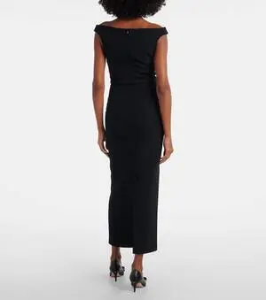 Safiyaa Belted Embellished Crêpe Maxi Dress
