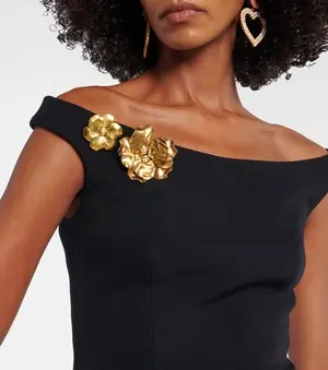 Safiyaa Belted Embellished Crêpe Maxi Dress