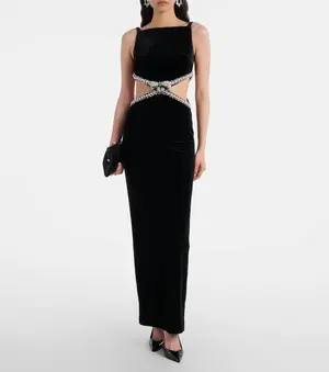 SELF-PORTRAIT Cutout Velvet Maxi Dress