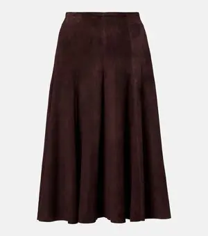 Stouls Suede Midi Skirt - Brown