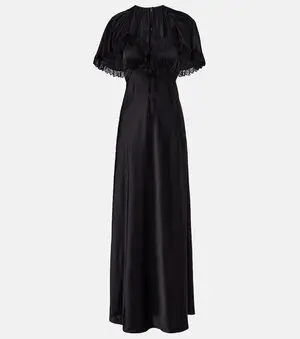 Chloé Lace-trimmed Silk Maxi Dress - Black