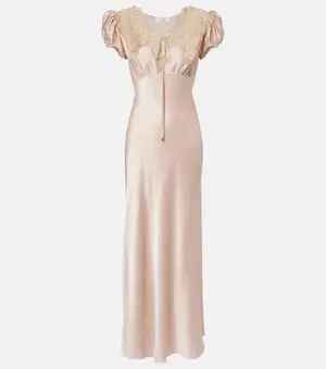 Chloé Lace-trimmed Silk Maxi Dress - Pink