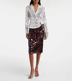Christopher Esber Opaline Sequined Midi Skirt - Red