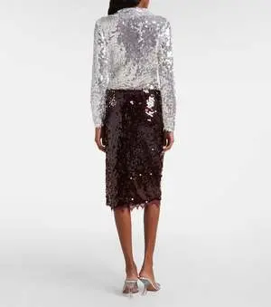 Christopher Esber Opaline Sequined Midi Skirt - Red