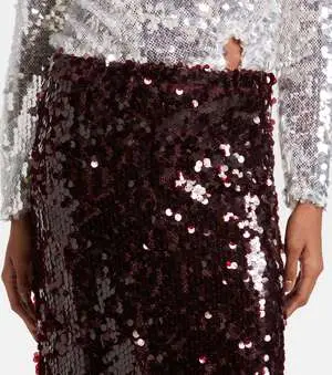 Christopher Esber Opaline Sequined Midi Skirt - Red