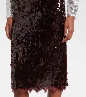 Christopher Esber Opaline Sequined Midi Skirt - Red