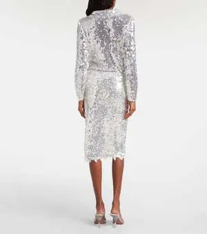 Christopher Esber Opaline Sequined Midi Skirt - Silver