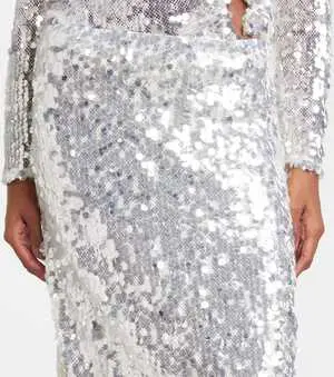 Christopher Esber Opaline Sequined Midi Skirt - Silver