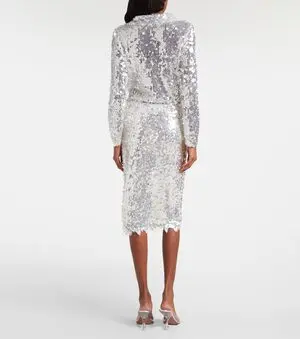 Christopher Esber Sequined Midi Skirt - Silver