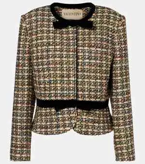 Valentino Garavani Velvet-trimmed Lamé Tweed Jacket - Multicoloured