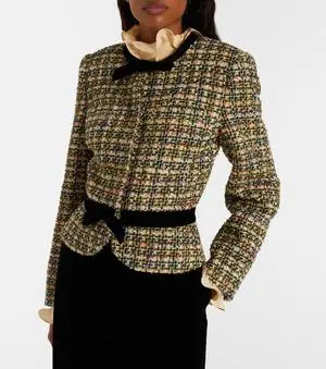 Valentino Garavani Velvet-trimmed Lamé Tweed Jacket - Multicoloured